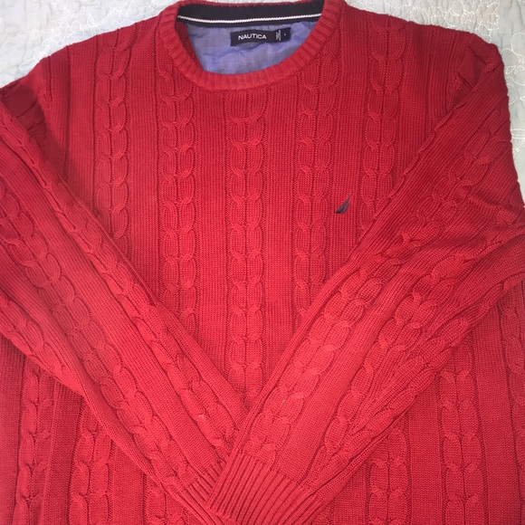 Nautica | Sweaters | Nautica Mens Red Cable Sweater | Poshmark